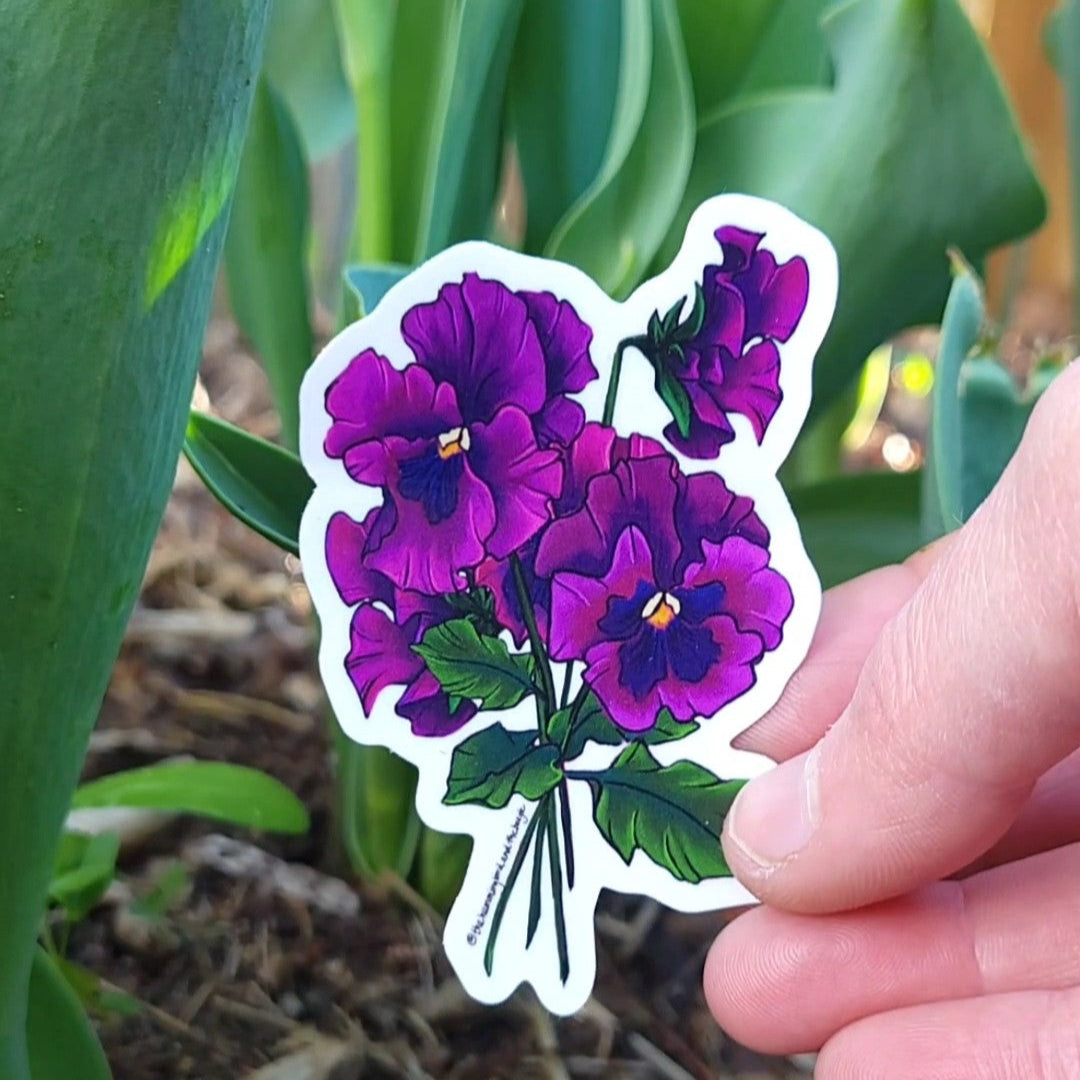 Pansy Bouquet Sticker – The Hummingbird and The Beagle